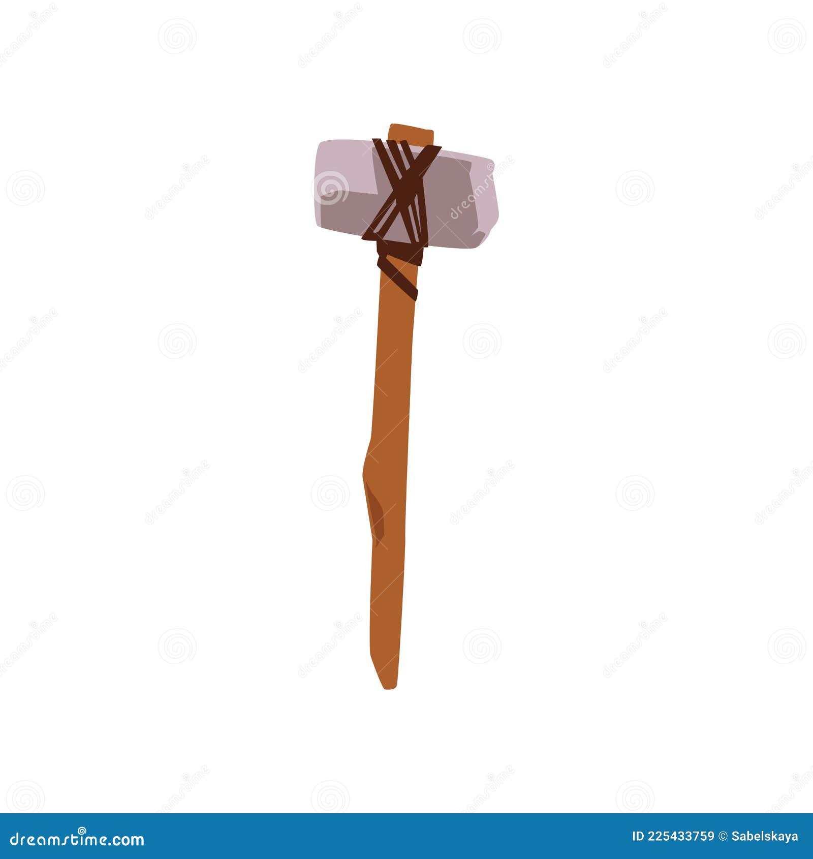 Ancient Prehistoric Weapon or Working Tool, Flat Vector Illustration ...