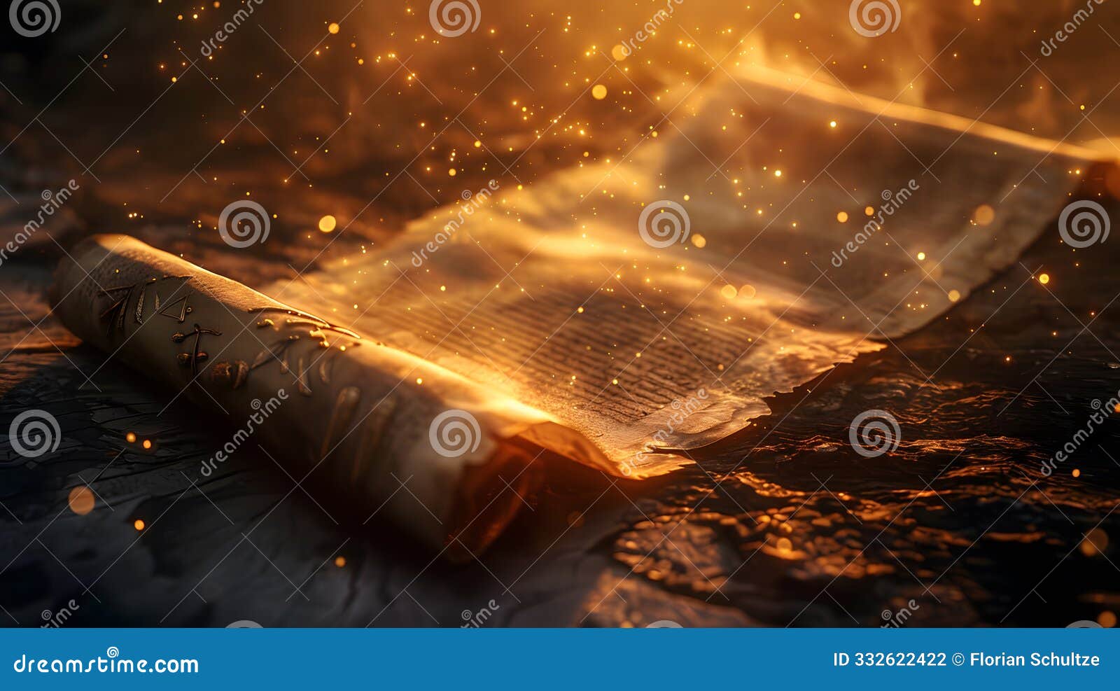Ancient Prophecy on an Old Scroll Surrounded by Magical Stock ...
