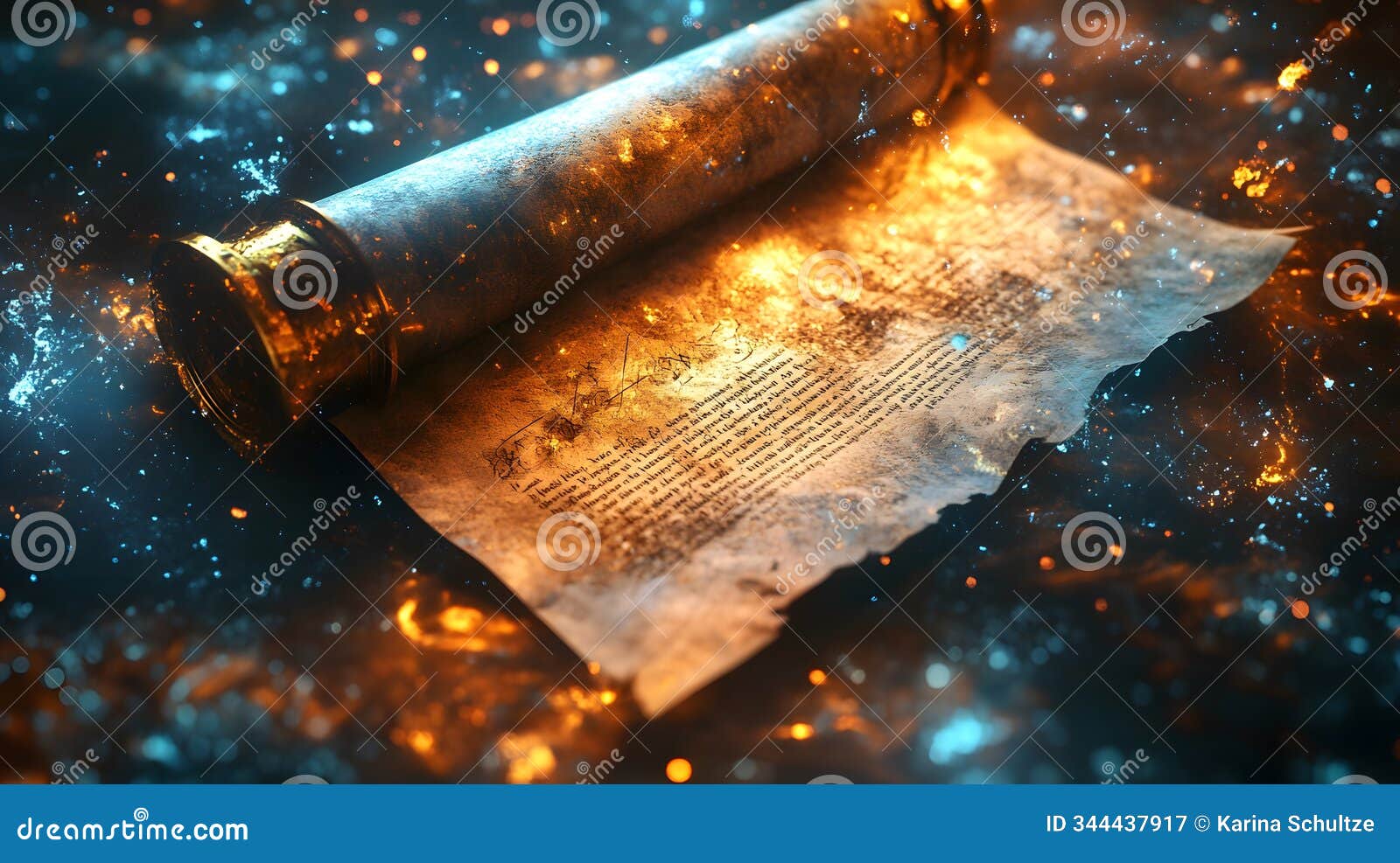 Ancient Prophecy on an Old Scroll Surrounded by Magical Stock ...