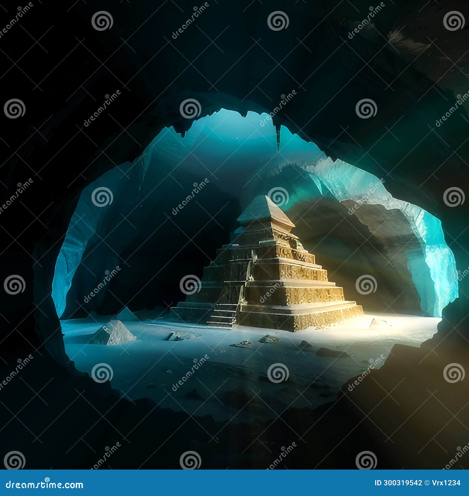 Ancient Pyramid Below Arctic Ice Cave. Generative AI Image Stock ...