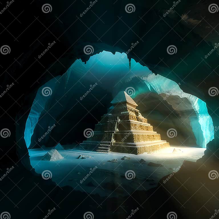Ancient Pyramid Below Arctic Ice Cave. Generative AI Image Stock ...