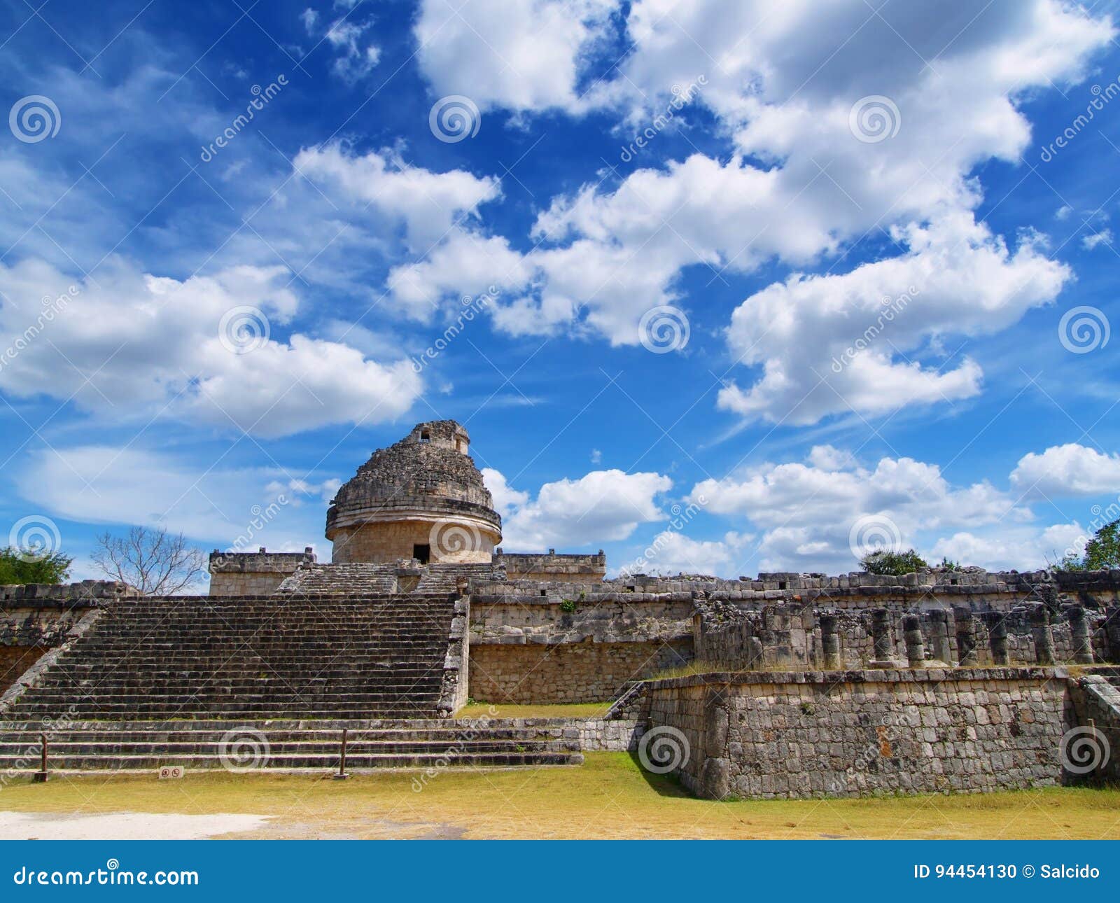 Ancient Pyramid and the Maya Observatory Stock Photo - Image of city ...
