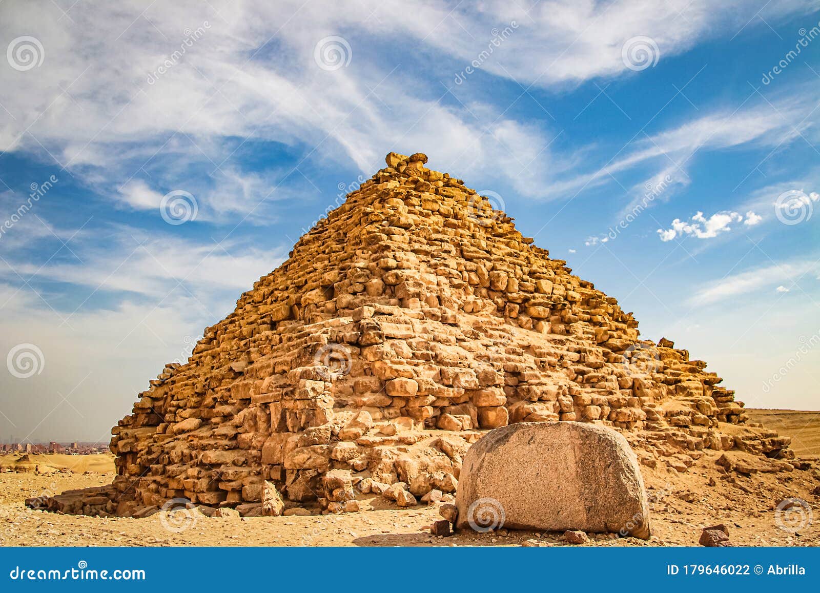 Ancient Pyramid of Mycerinus, Menkaur in Giza, Egypt Stock Photo ...