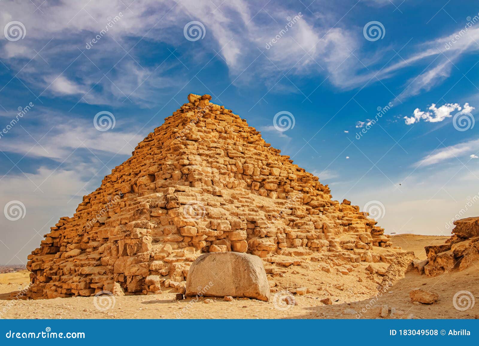 Ancient Pyramid of Mycerinus, Menkaur in Giza, Egypt Stock Photo ...