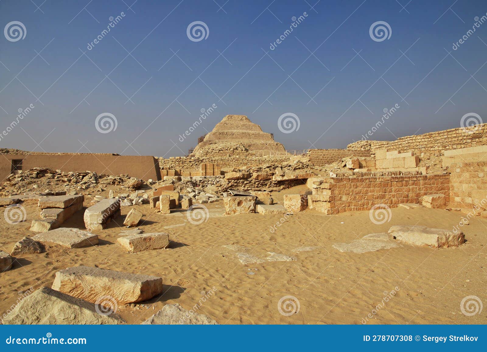 Ancient Pyramid of Sakkara in the Desert of Egypt, Africa Stock Photo ...