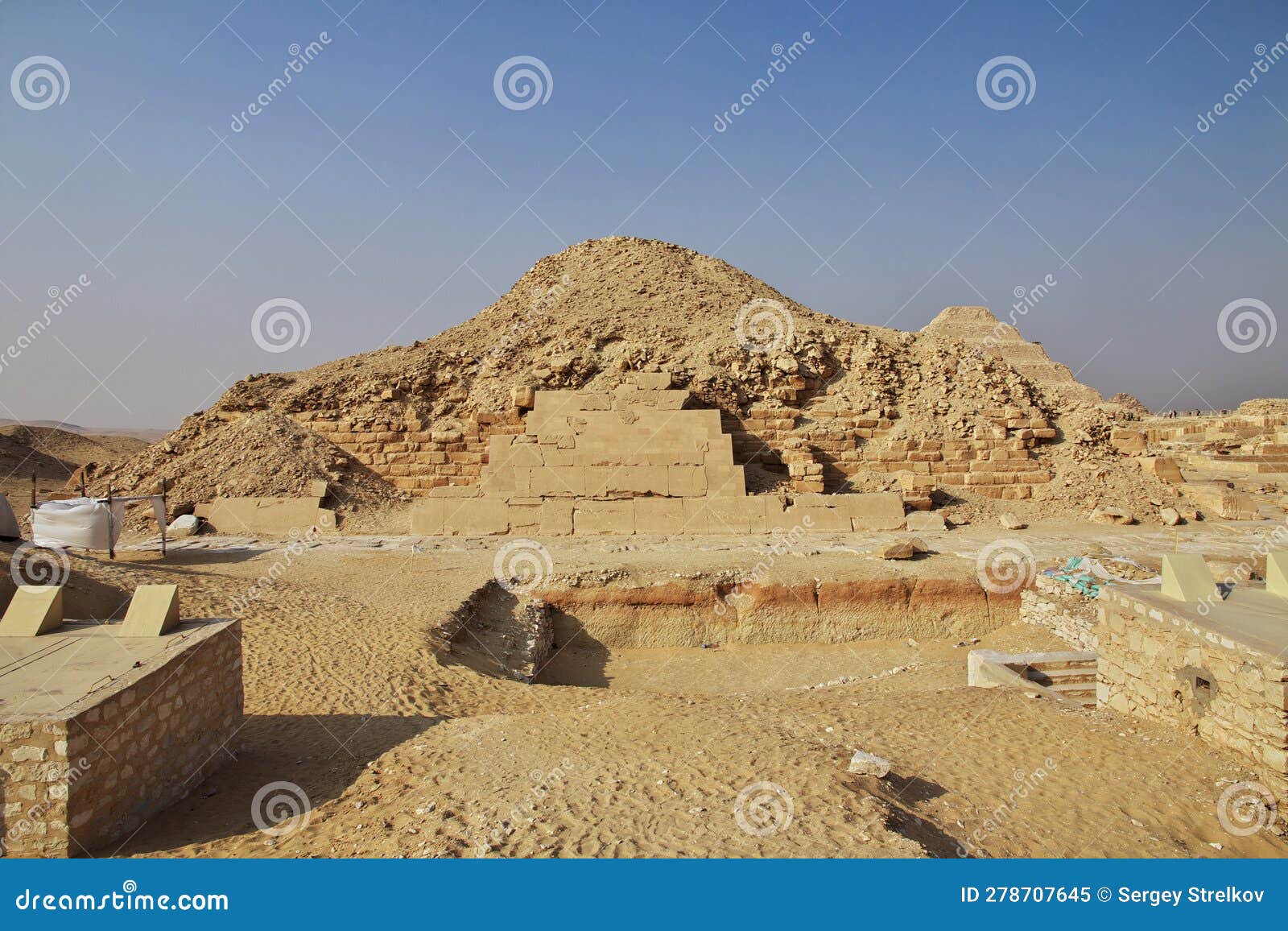 Ancient Pyramid of Sakkara in the Desert of Egypt, Africa Stock Image ...