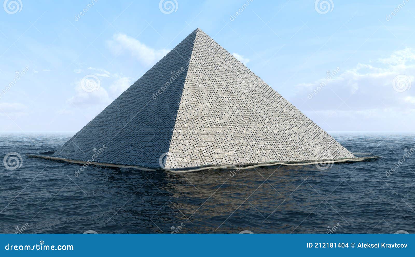 Ancient Pyramid on the Water Surface Stock Illustration - Illustration ...