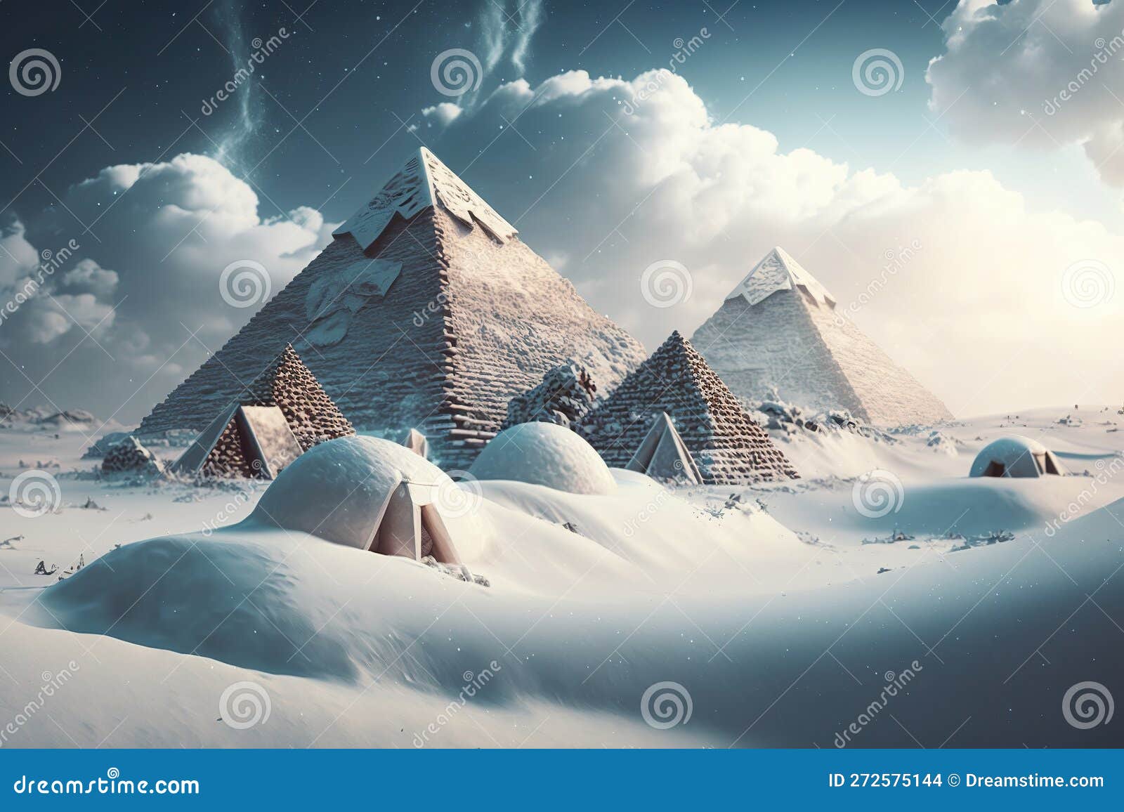 Ancient Pyramids In Snow, Egypt Pyramid In Winter, Global Cooling, Ice ...