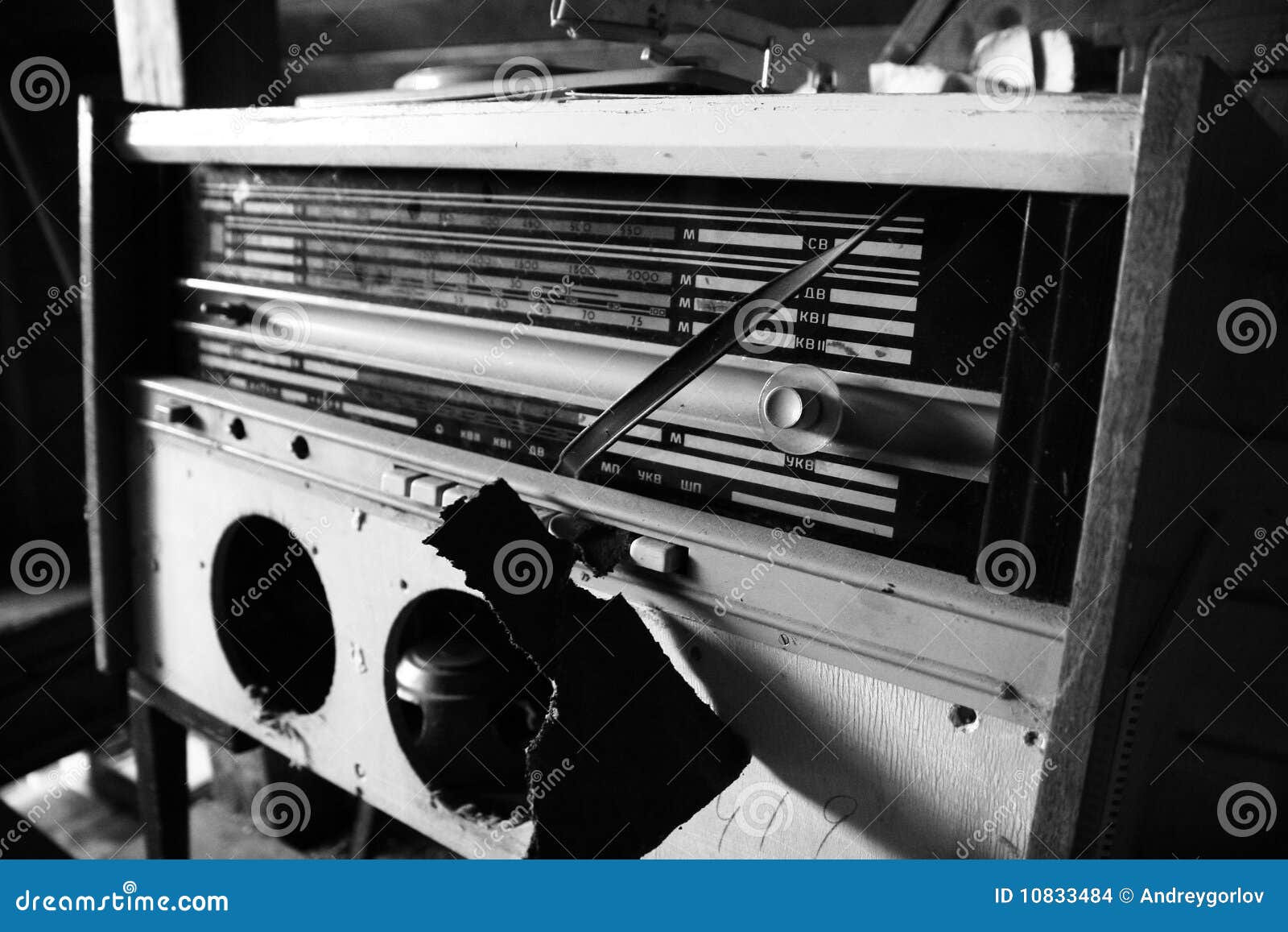 Ancient radio b/w stock photo. Image of danger, urban - 10833484