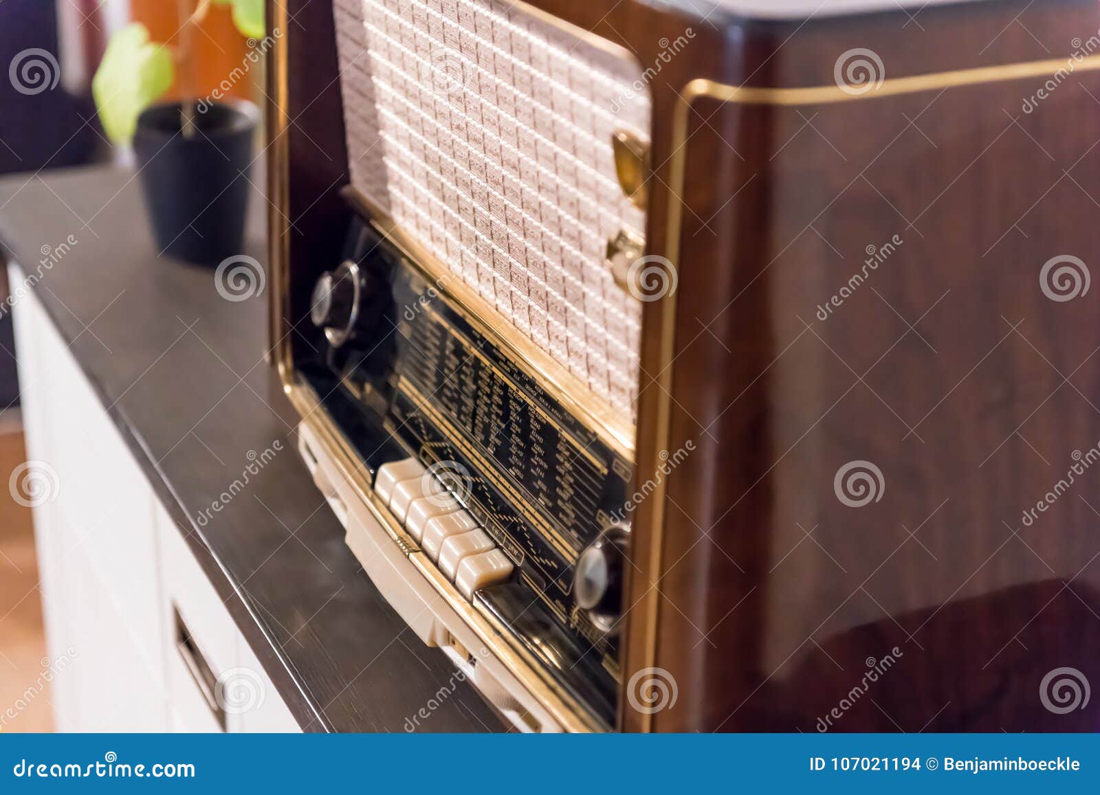 Ancient Radio in Brown Based on Black and White Board Stock Photo ...