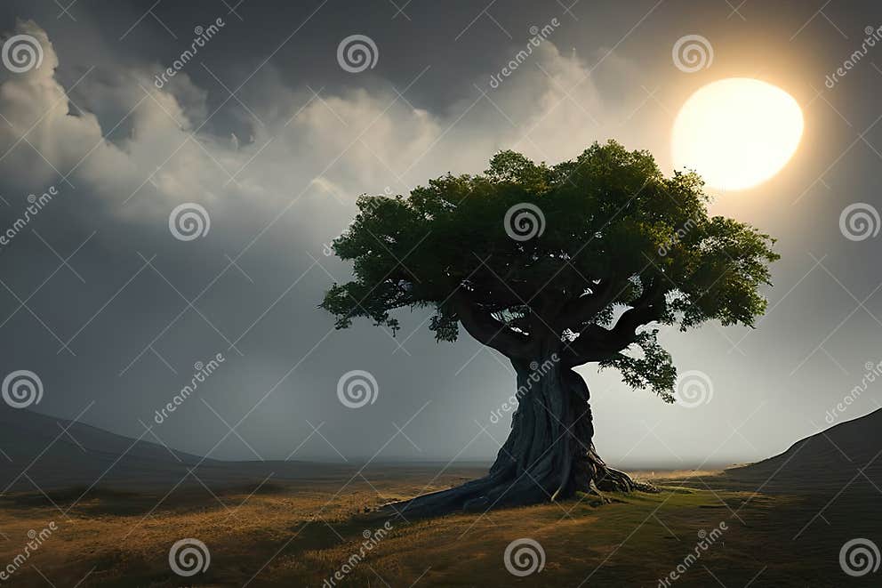 An Ancient Realistic Haunted Tree, Magical and Fantasy Stock ...