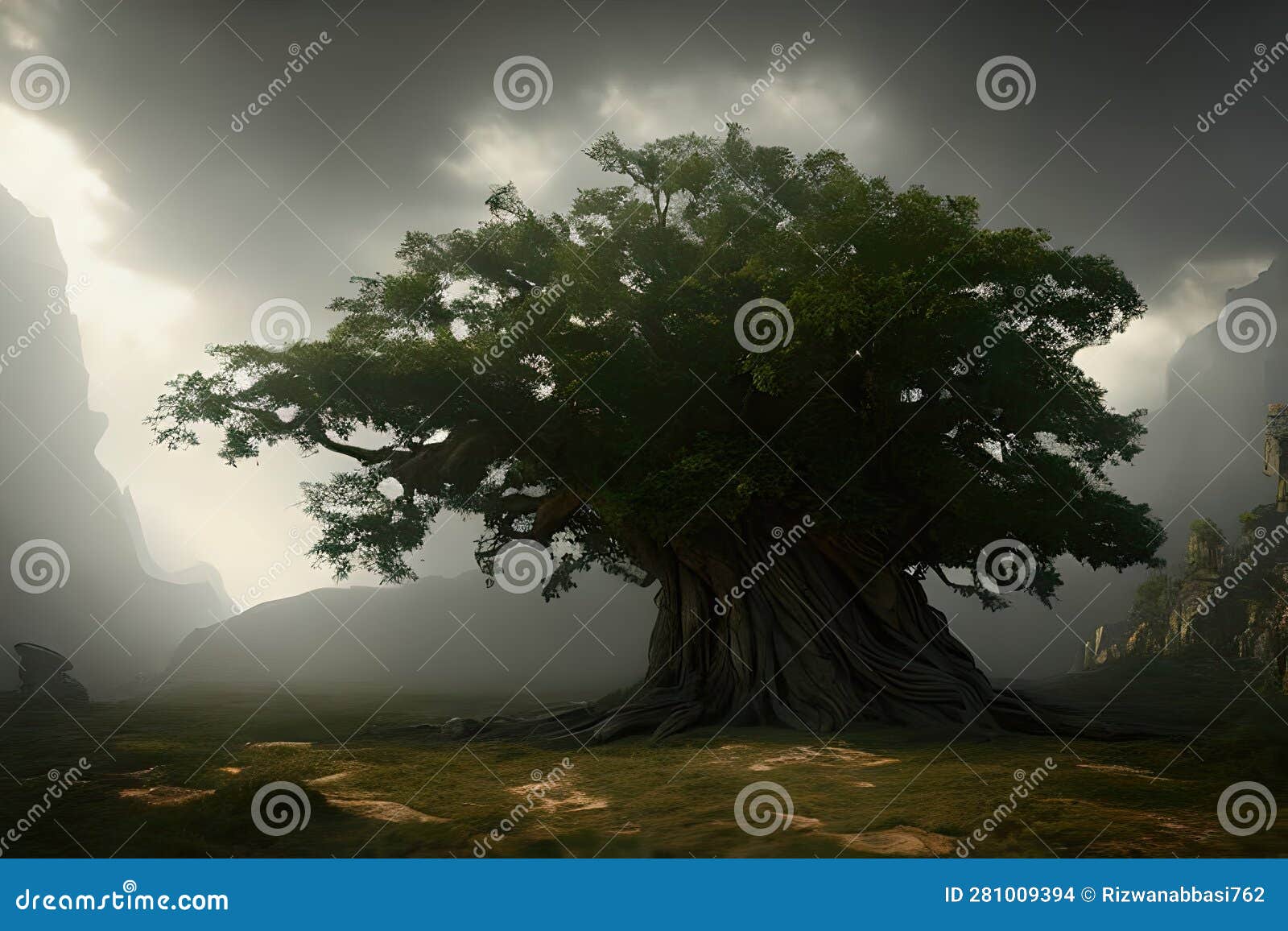 An Ancient Realistic Haunted Tree, Magical and Fantasy Stock ...