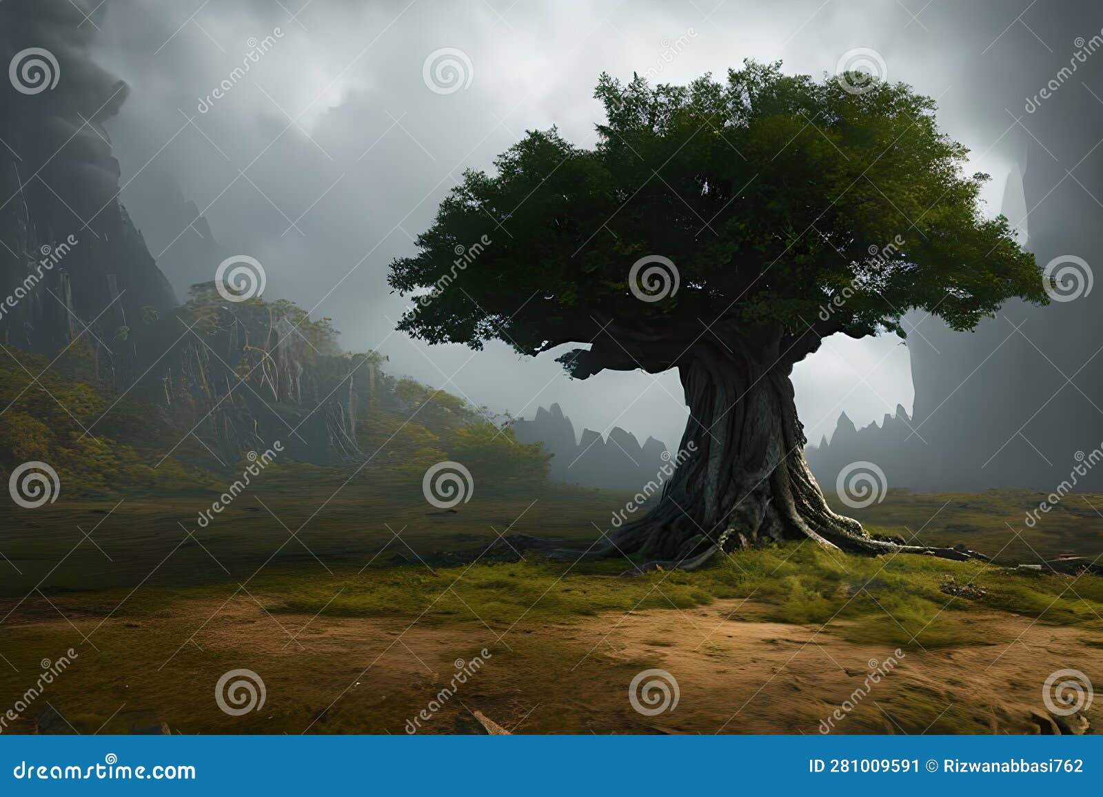 An Ancient Realistic Haunted Tree, Magical and Fantasy Stock ...