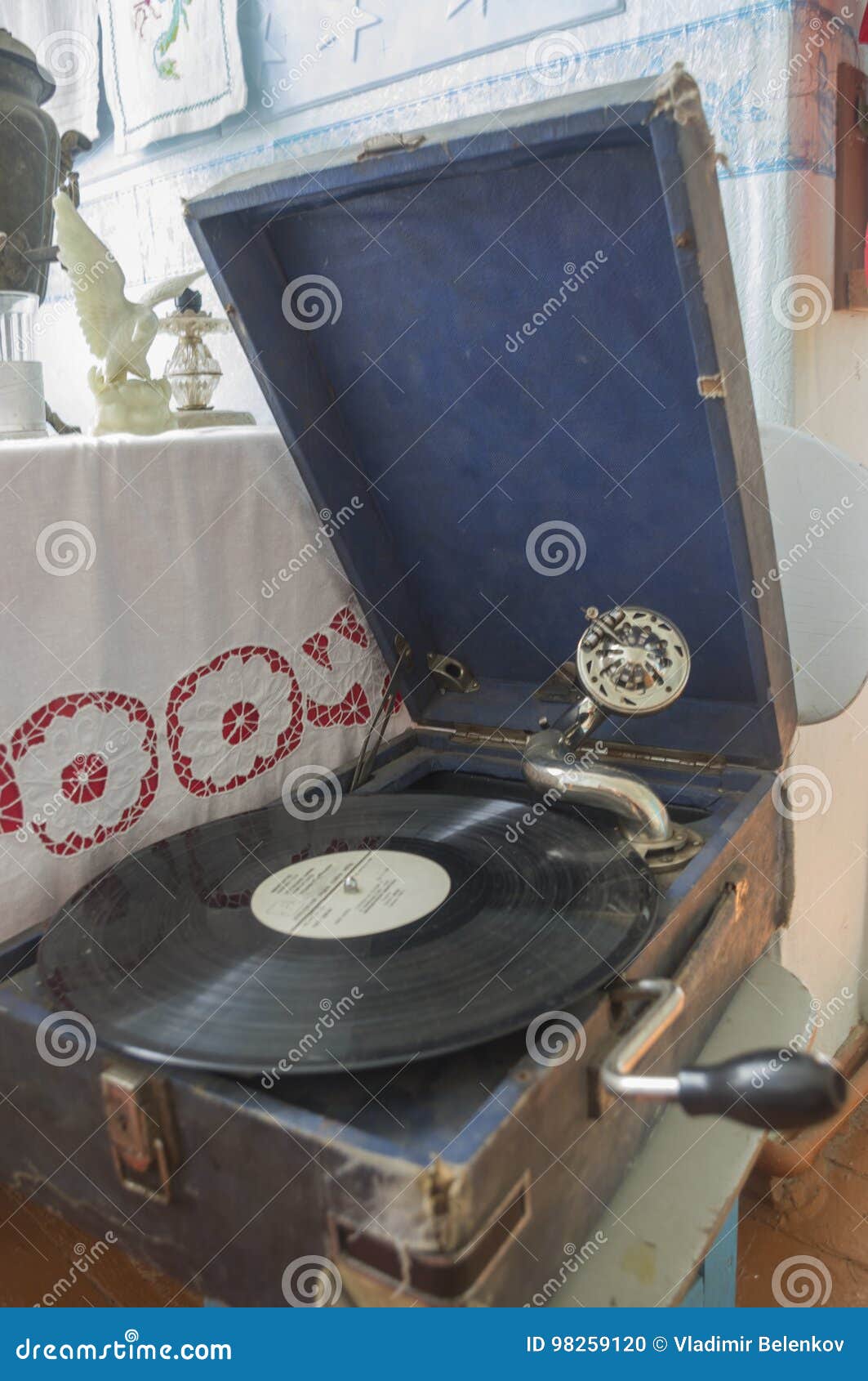 Ancient Record Player from Audio a Plate Stock Photo - Image of music ...