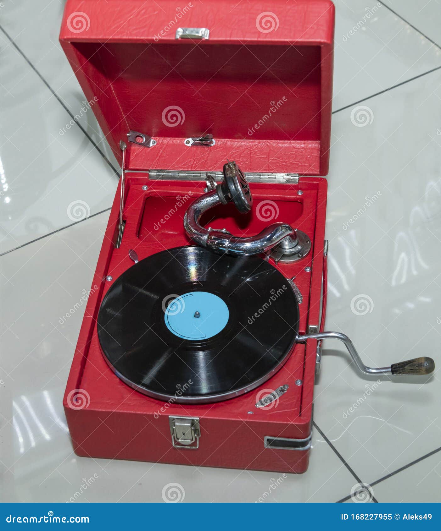 Ancient Record Player in a Red Body with a Plate. Editorial Image ...