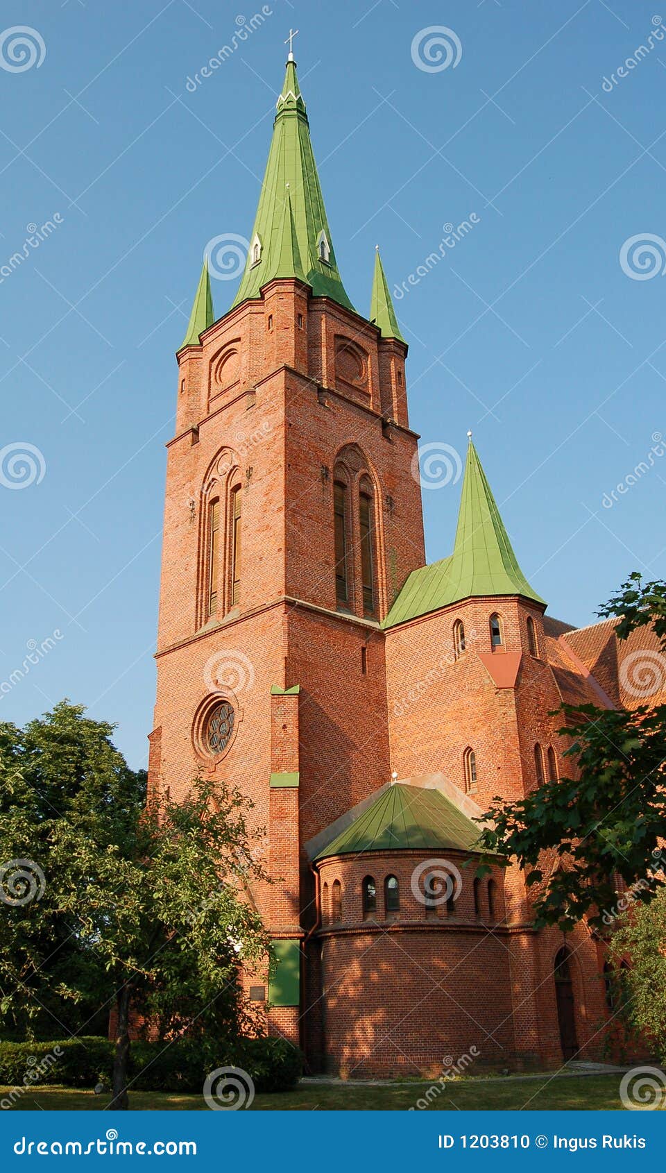 Ancient red brick church stock photo. Image of blue, tower - 1203810