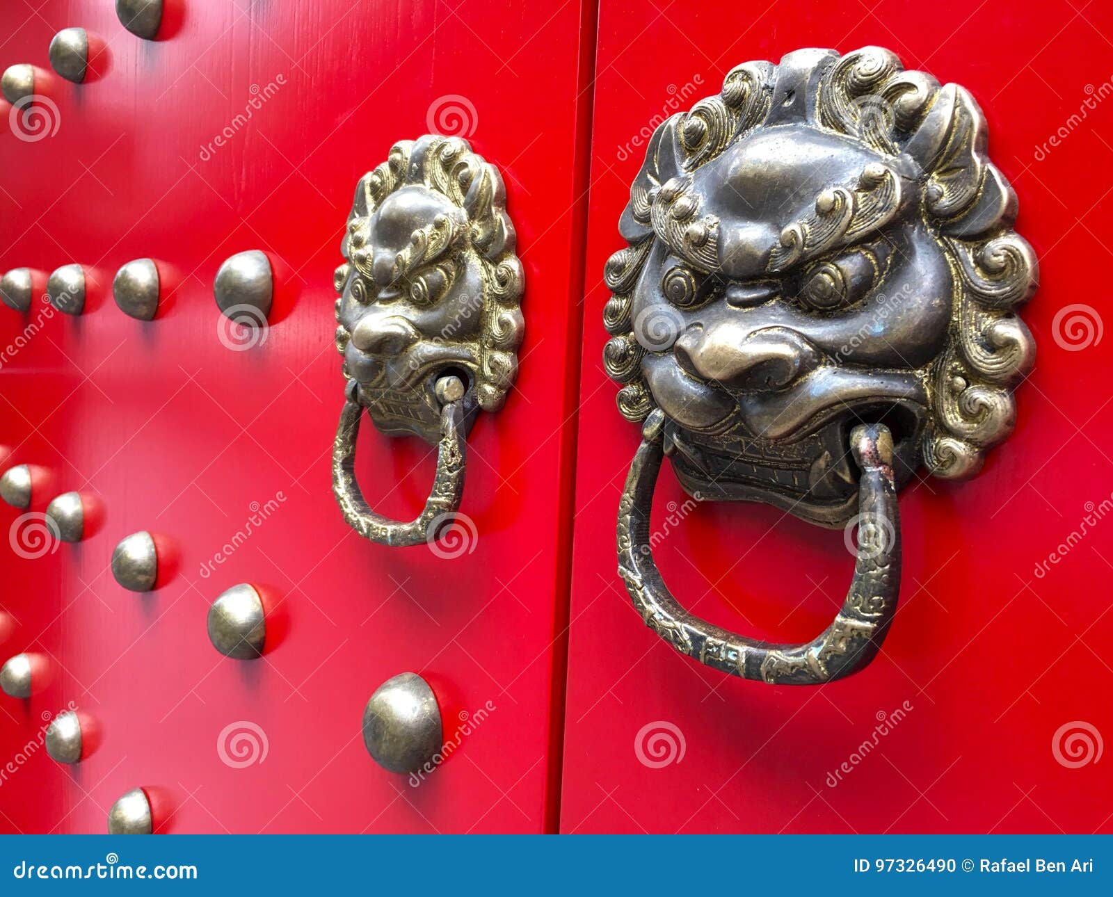 Ancient Red Chinese Gate Side View Stock Photo - Image of forbidden ...