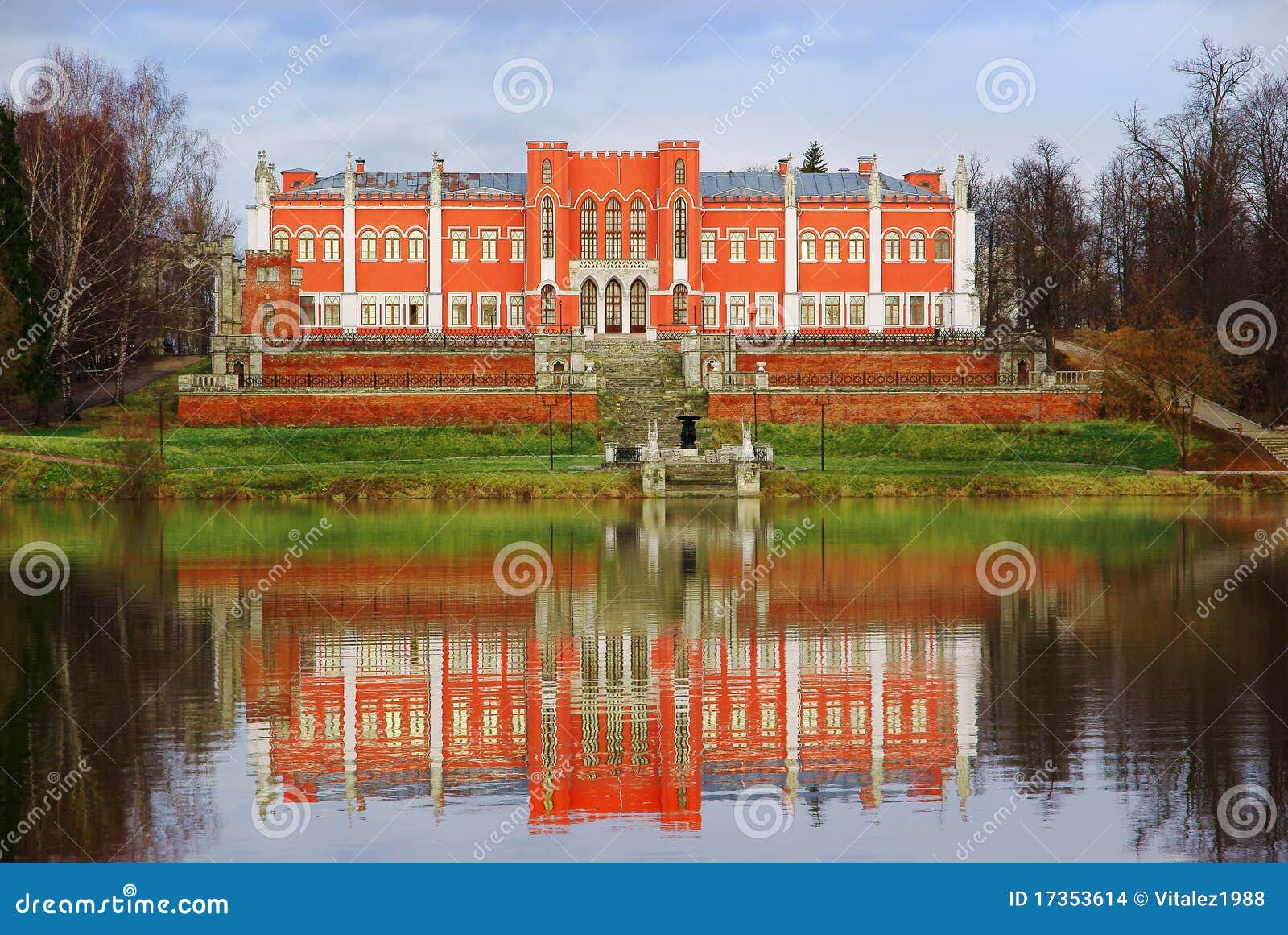 Ancient red manor stock photo. Image of lake, museum - 17353614
