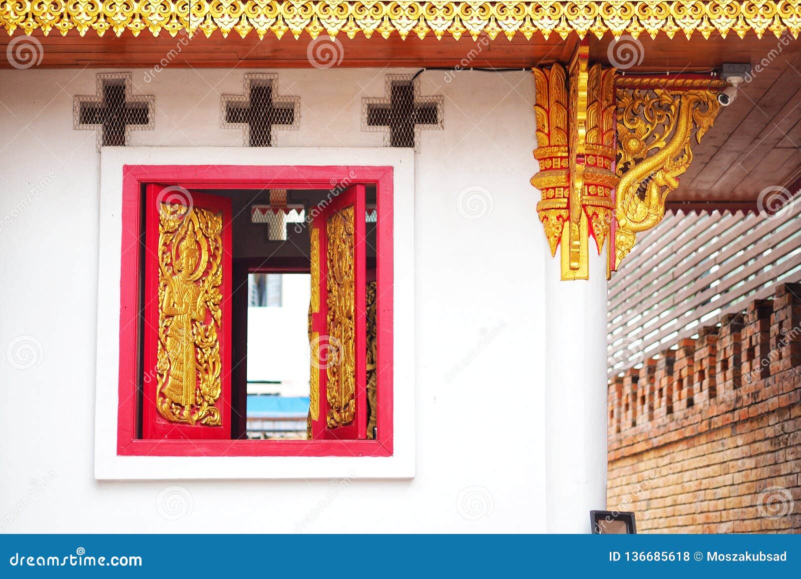 Window Of Thai Royal Ordination Hall From Nonthaburi Royalty-Free Stock ...
