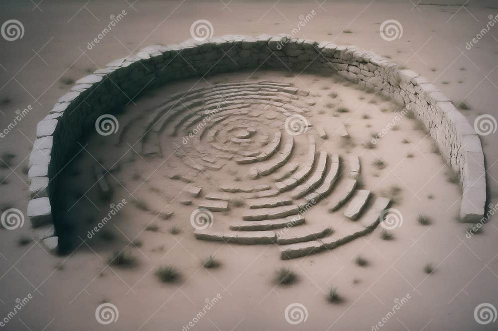 Ancient Relic Round Circle Stone Rock Stock Illustration - Illustration ...