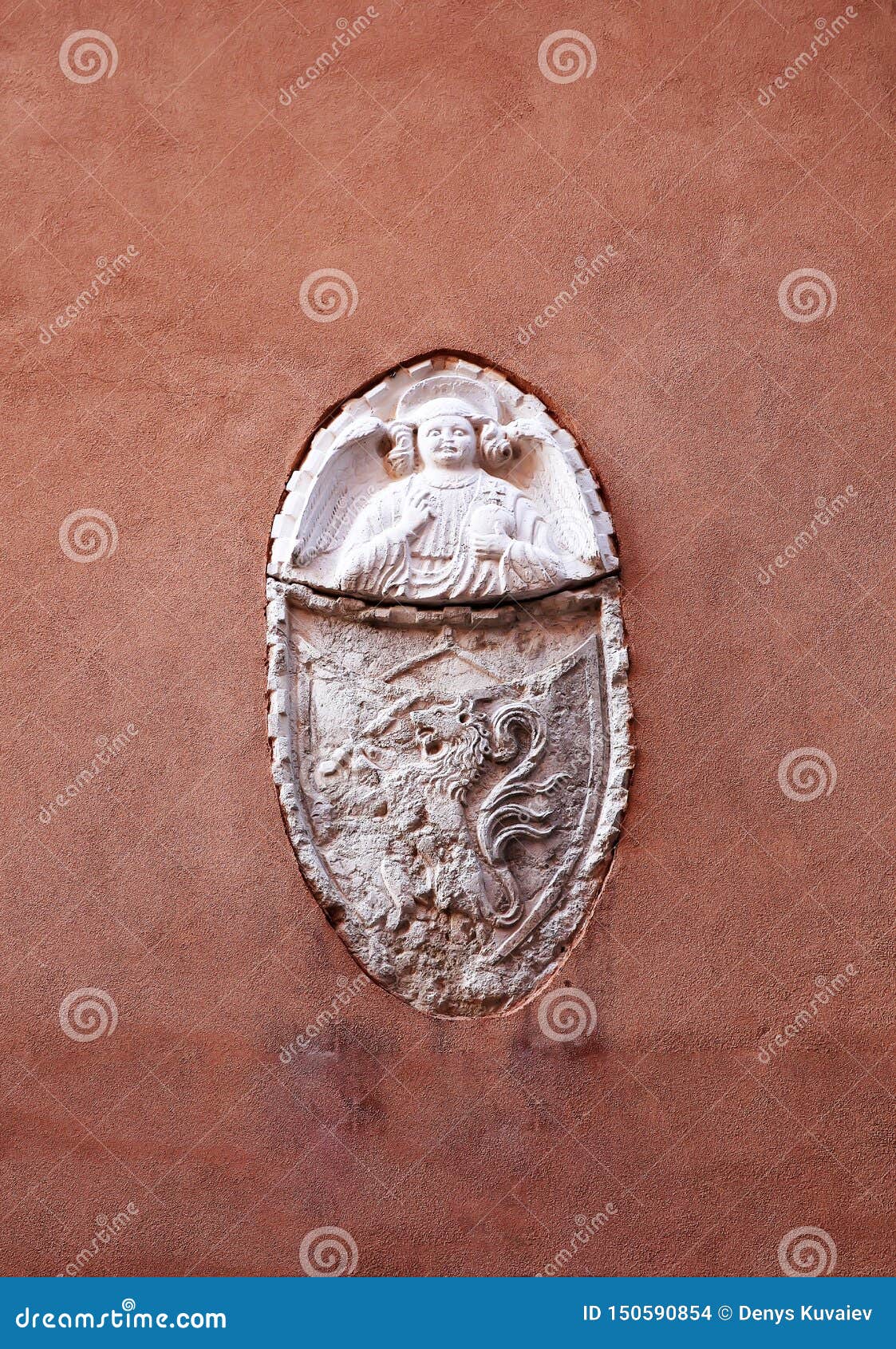 Ancient Relief of Saint George and Lion on a Venice Wall Stock Photo ...