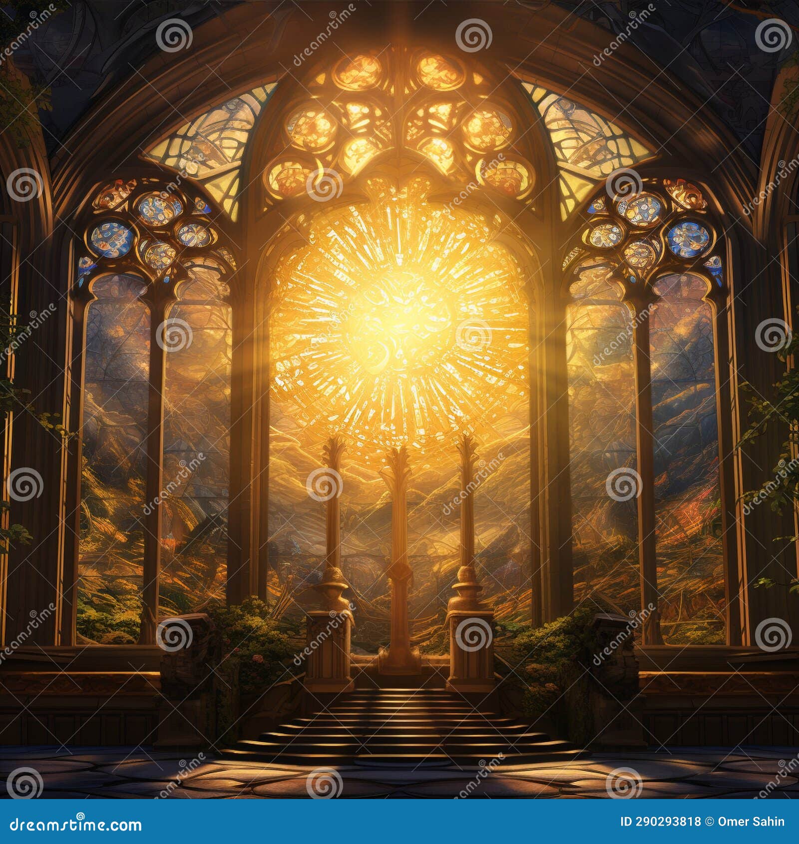 Ancient Religious Scripture Bathed in Golden Sunlight Stock Photo ...