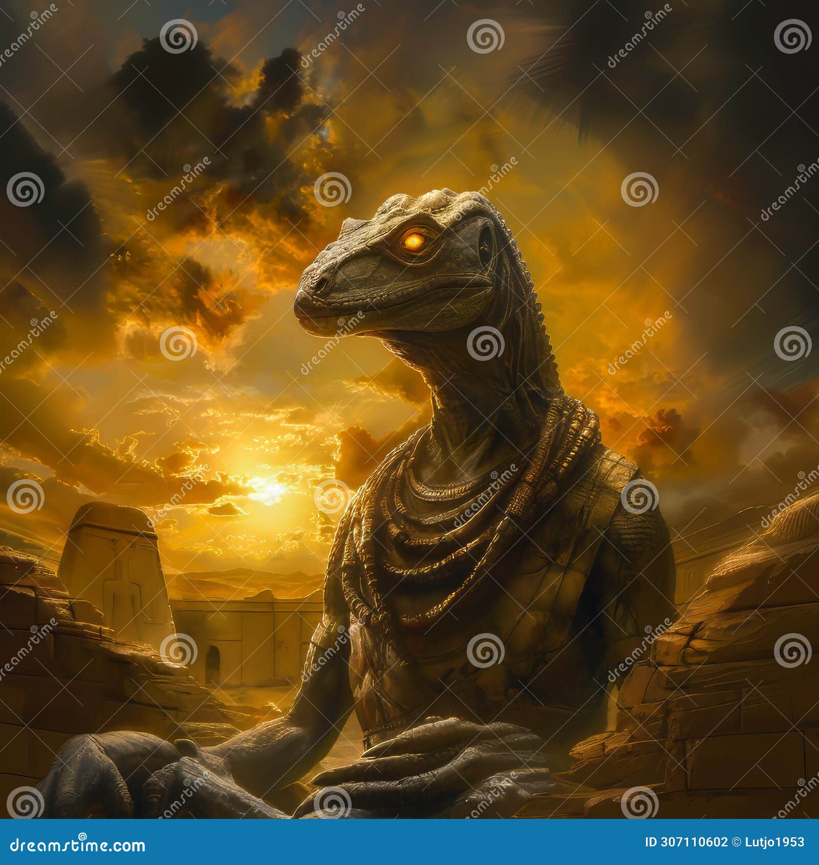 Ancient Reptilian Alien stock illustration. Illustration of mysterious ...