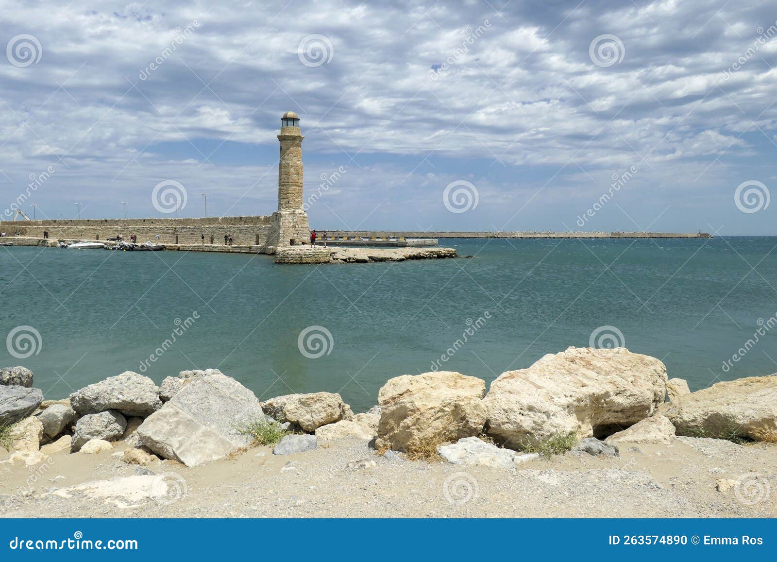 The Ancient Rethymnon Lighthouse in the Harbor of Rethimno City, Crete ...