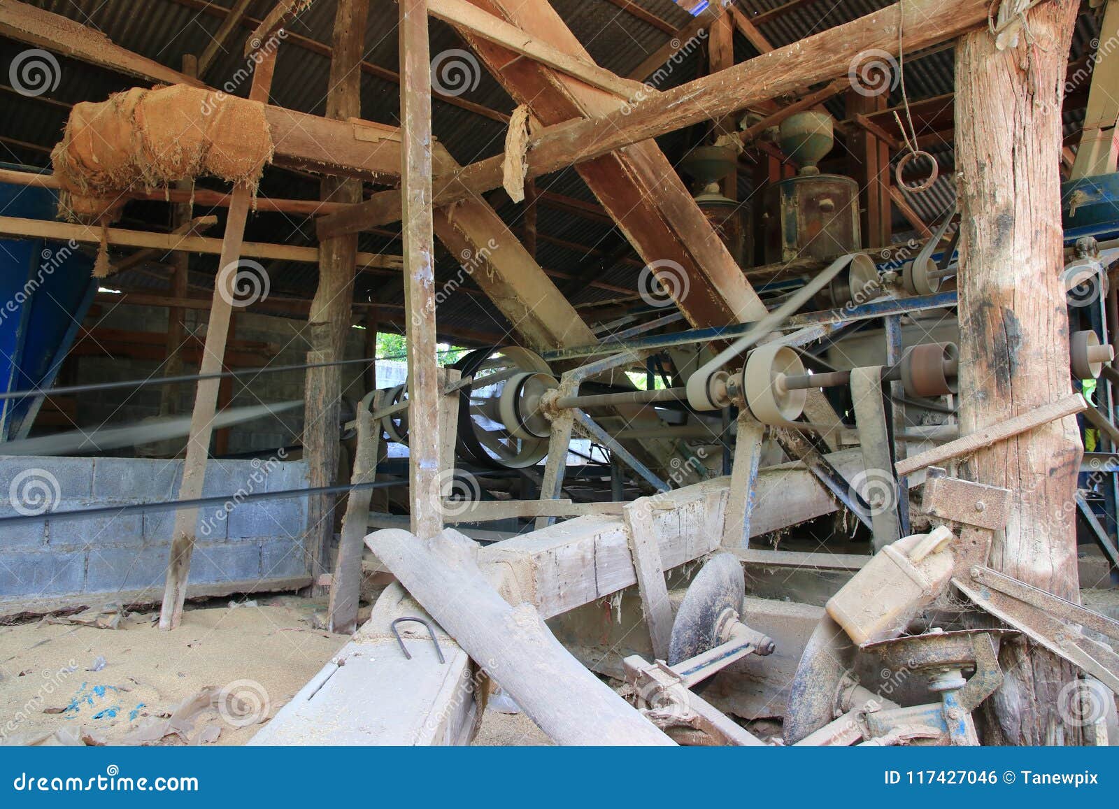 The Ancient Rice Mill is Also Available in Thailand. Stock Photo ...