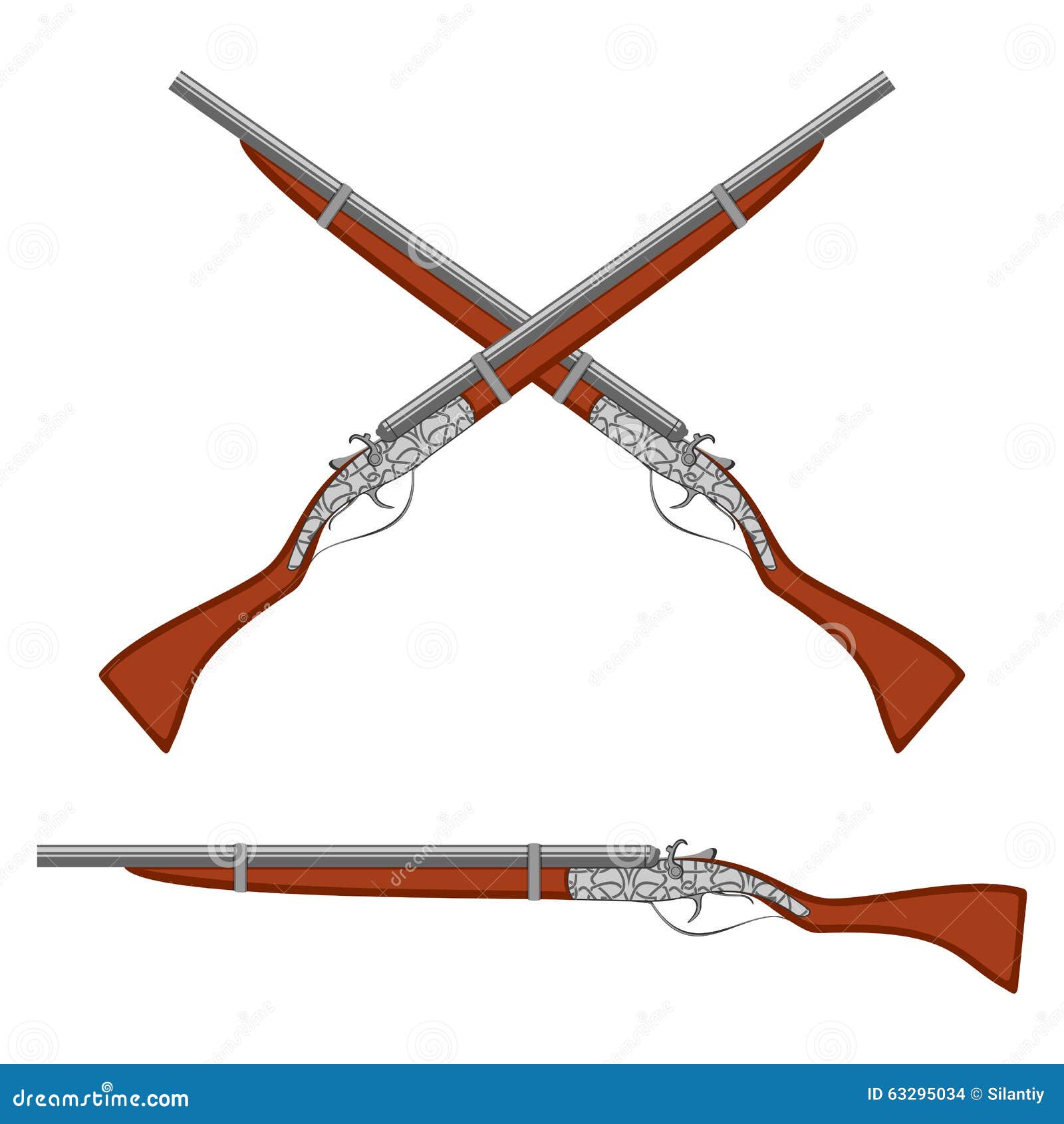 Ancient rifles. stock vector. Illustration of isolated - 63295034