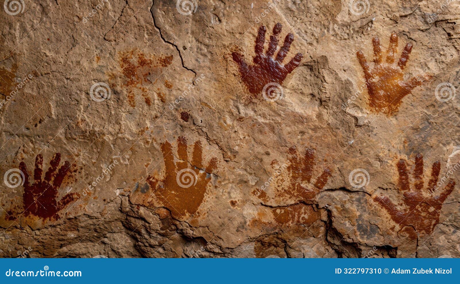 Ancient Rock Art Handprints On Cave Wall Royalty-Free Stock Image ...