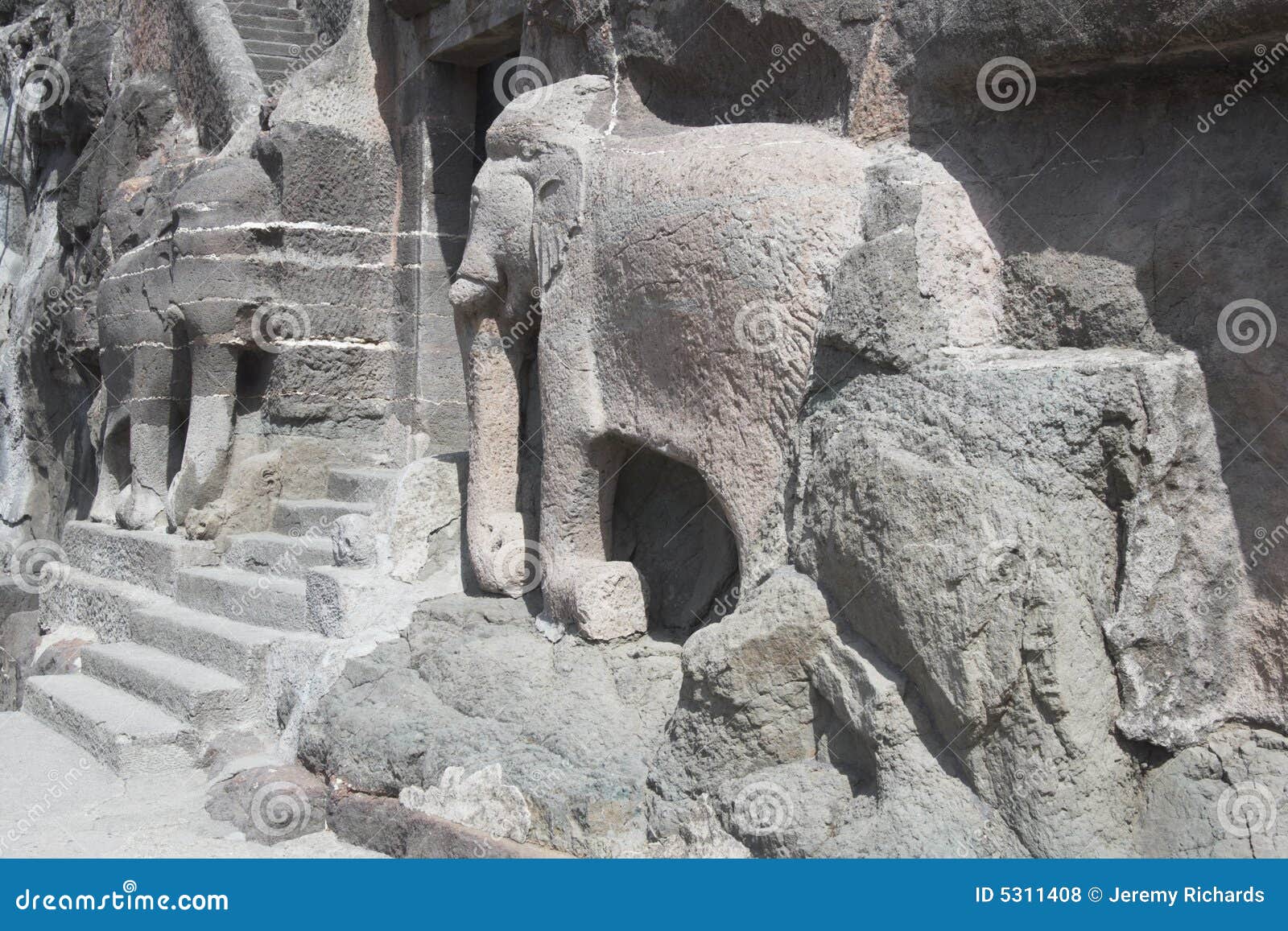 Ancient Rock Carved Elephants Stock Photo - Image of india, rock: 5311408