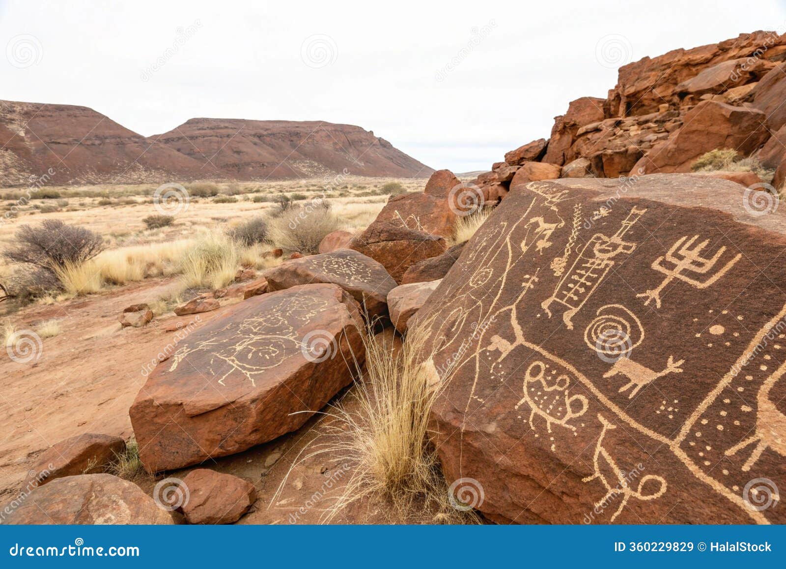 Ancient Rock Drawings in Twyfelfontein, Namibia Stock Illustration ...