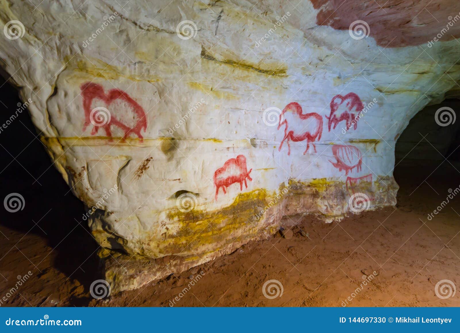 Ancient Rock Paintings on the Wall in the Grotto Stock Photo - Image of ...
