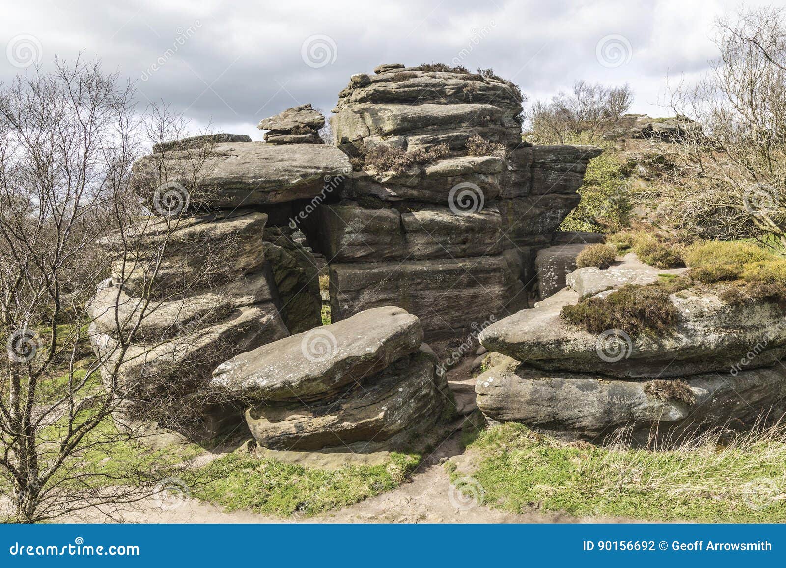 Ancient Rock Structure at Brimham Rocks in Yorkshire, England, UK Stock ...