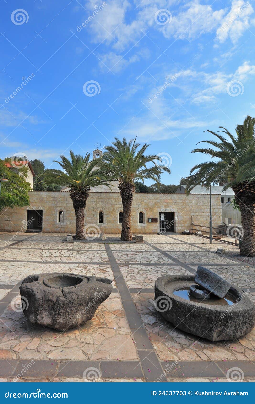 Ancient Rocks To Get Olive Oil, and Palm Trees Stock Image - Image of ...