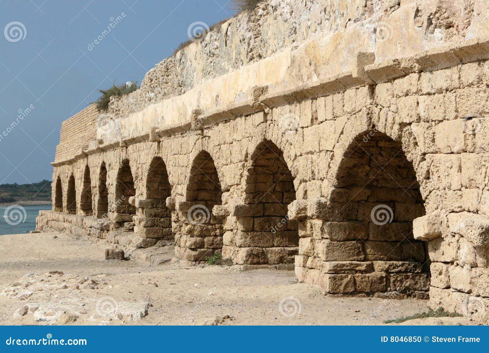 Ancient Roman Aqueduct, Israel Stock Photo - Image of canal ...