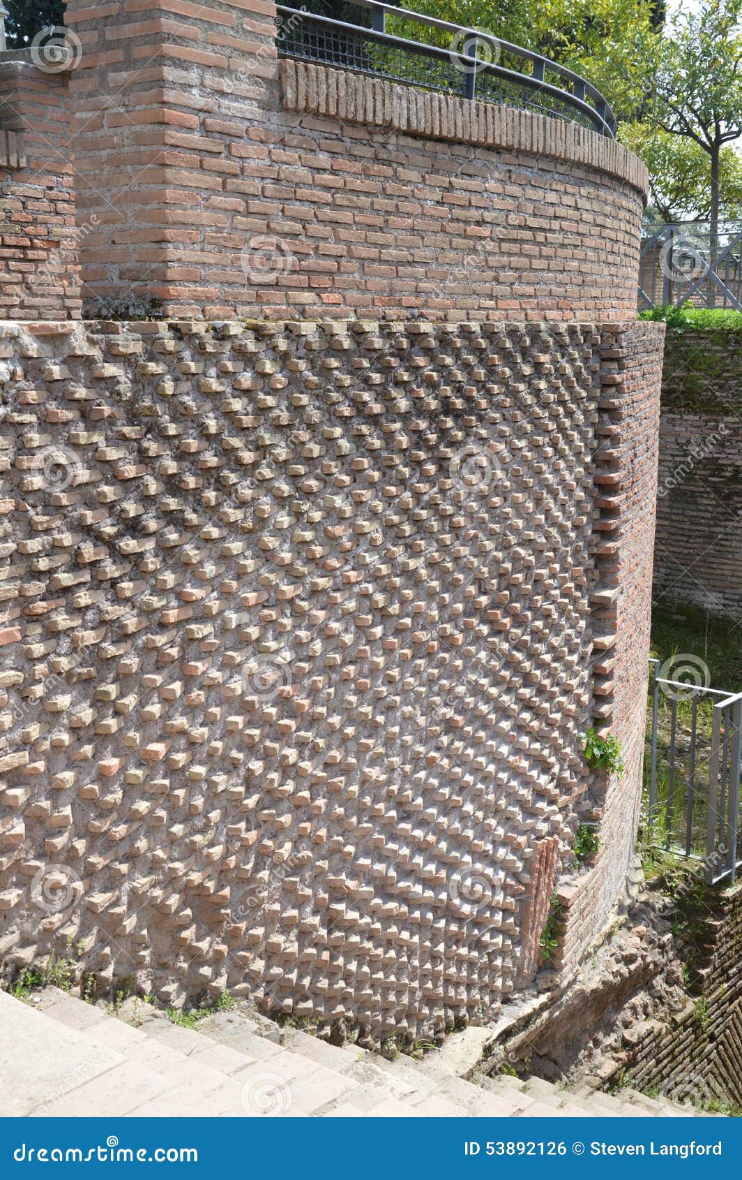 Ancient Roman Brick Wall stock photo. Image of engineering - 53892126