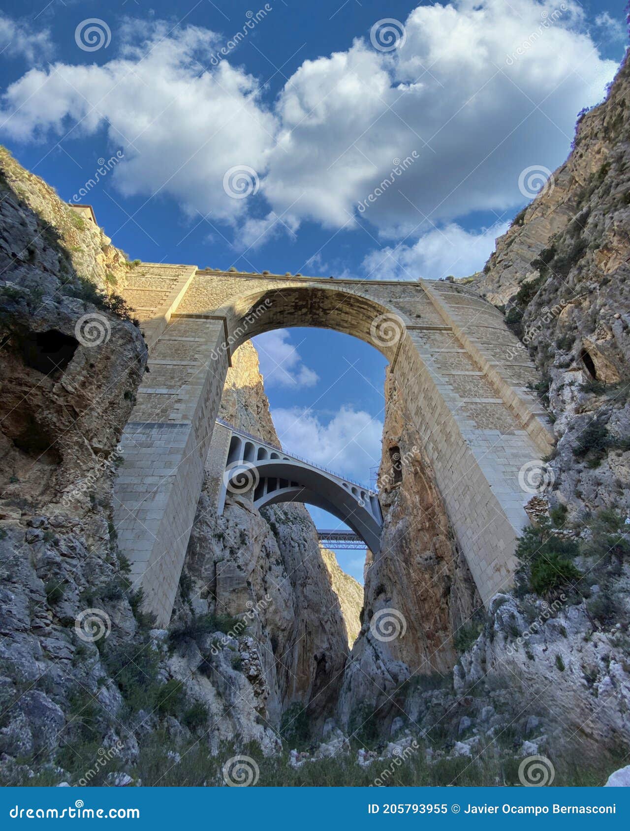 Ancient Roman Bridge Joining a Canyon Stock Image - Image of landmark ...