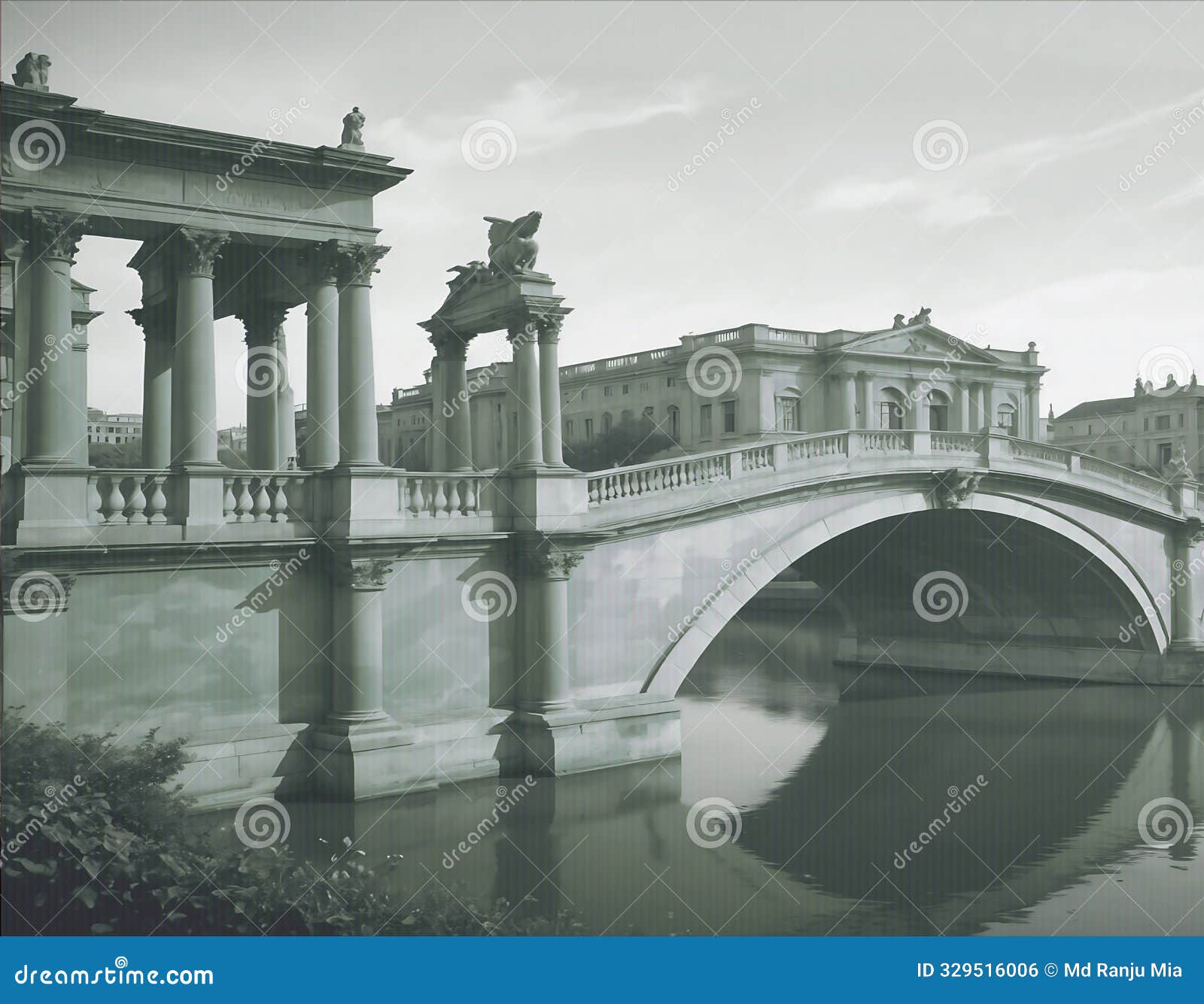 Ancient Roman Bridge Illustration Design. Stock Photo - Image of ...