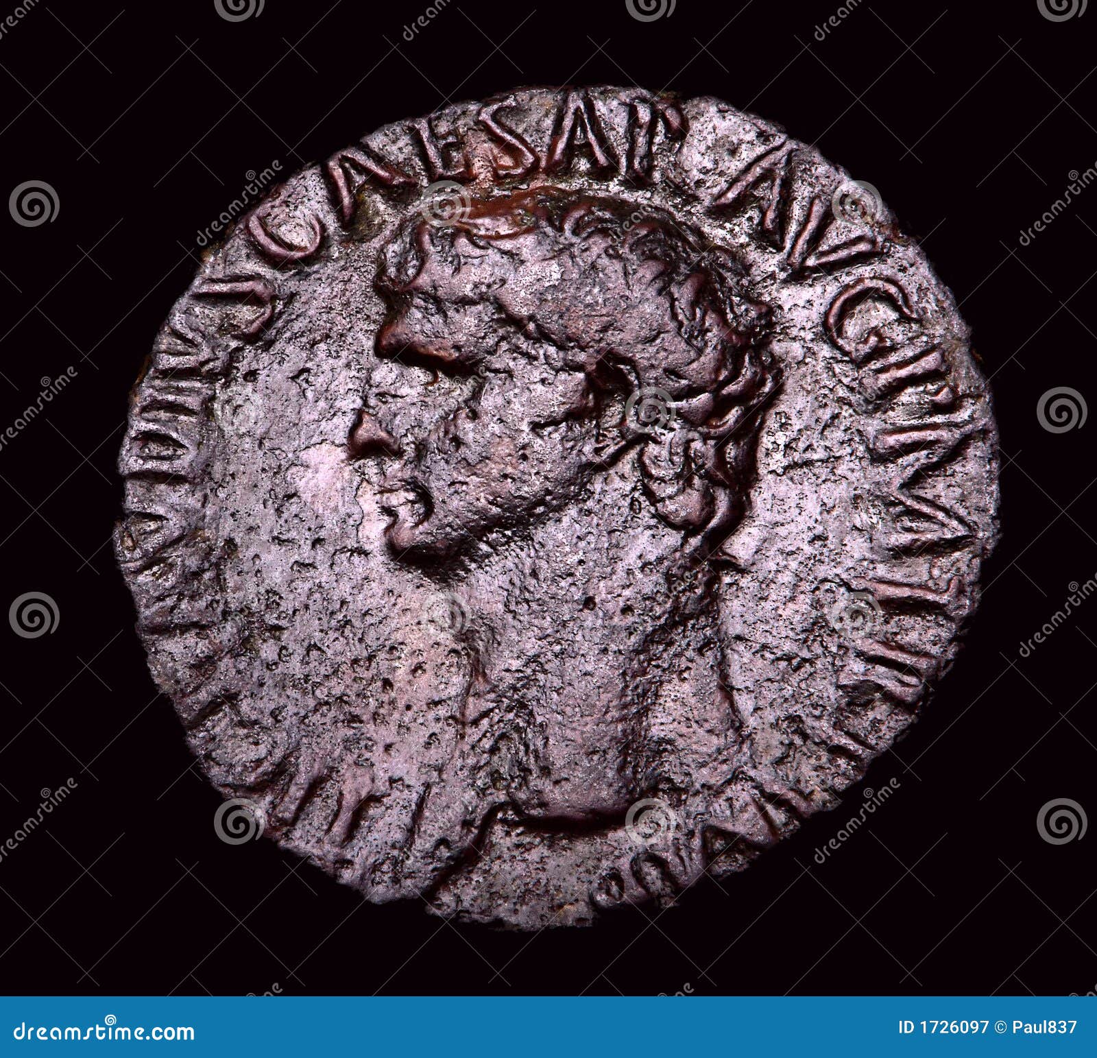 Ancient Roman Bronze Coin Agrippa Stock Image - Image of economy, head ...