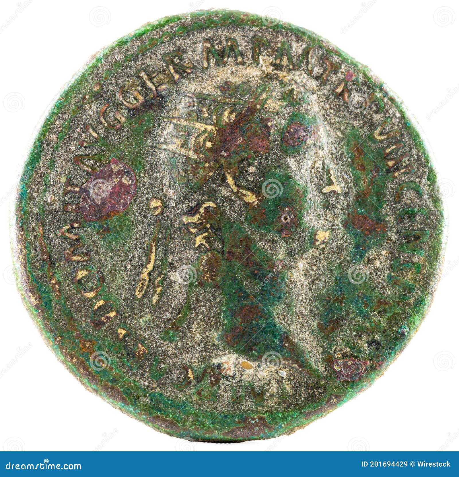 Ancient Roman Bronze Coin of Emperor Domitian Stock Image - Image of ...