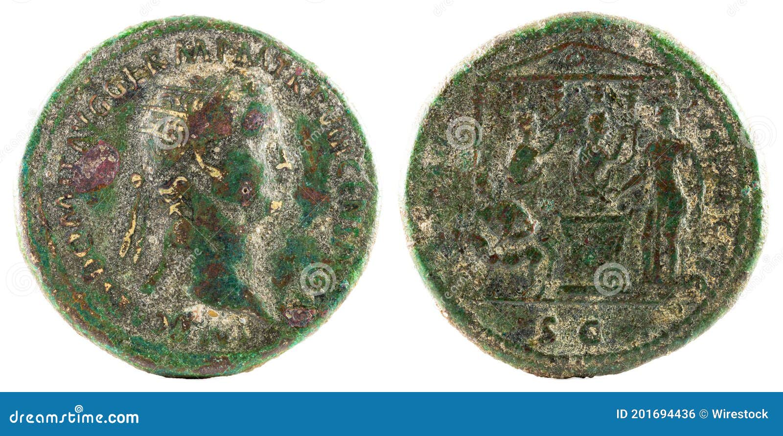 Ancient Roman Bronze Coin of Emperor Domitian Stock Photo - Image of ...