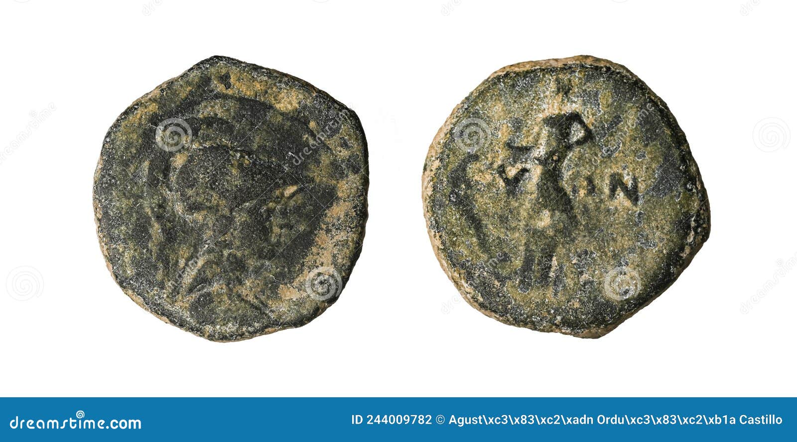 Ancient Roman Bronze Coin. Obverse and Reverse - Blank Background ...