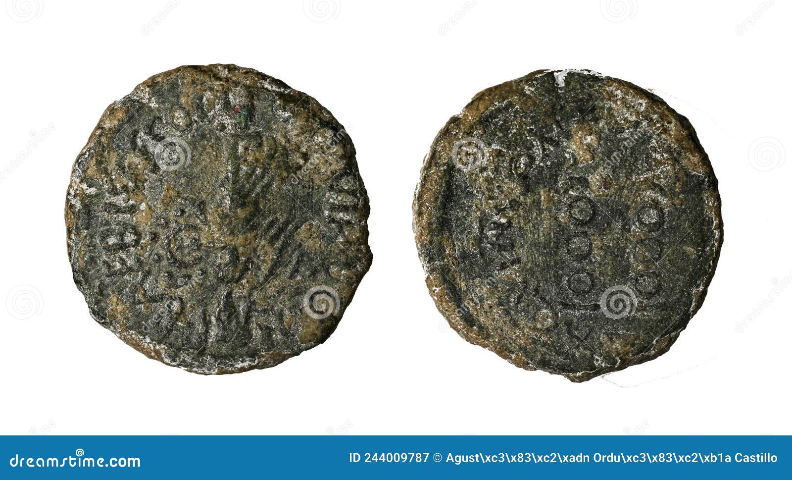 Ancient Roman Bronze Coin. Obverse and Reverse - Blank Background ...