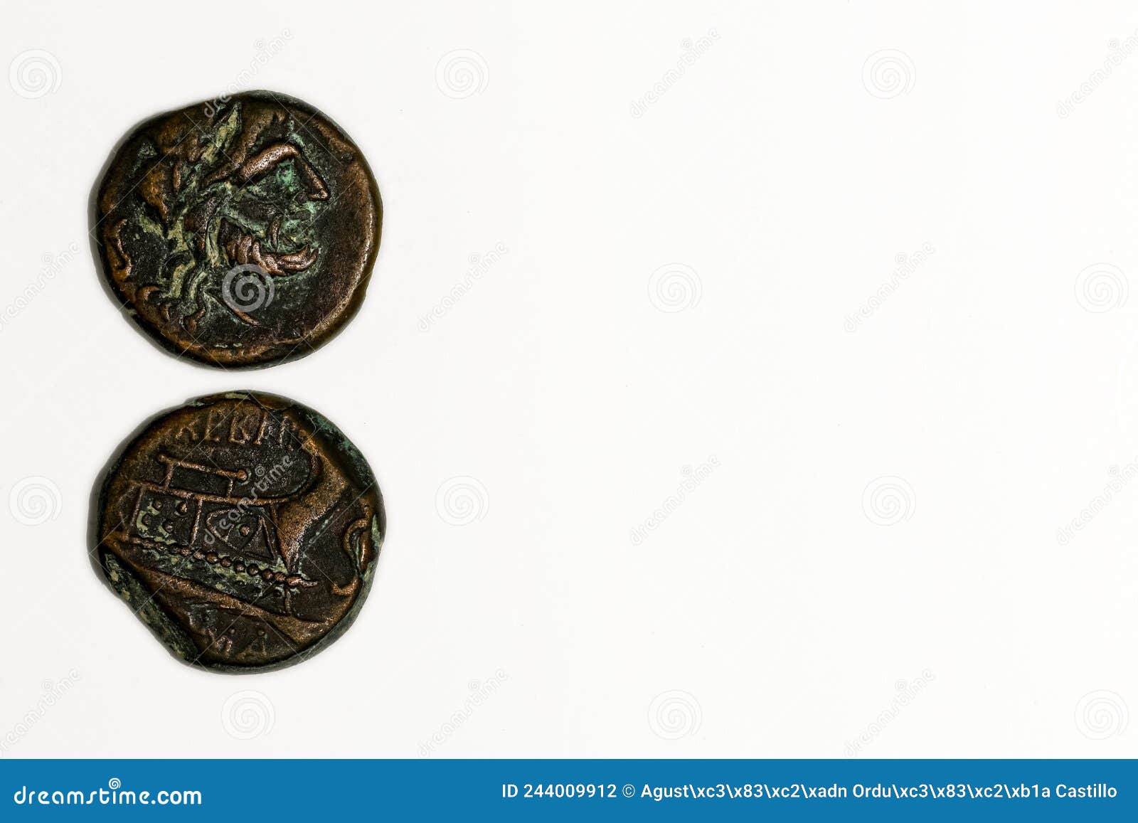 Ancient Roman Bronze Coin. Obverse and Reverse - Blank Background ...