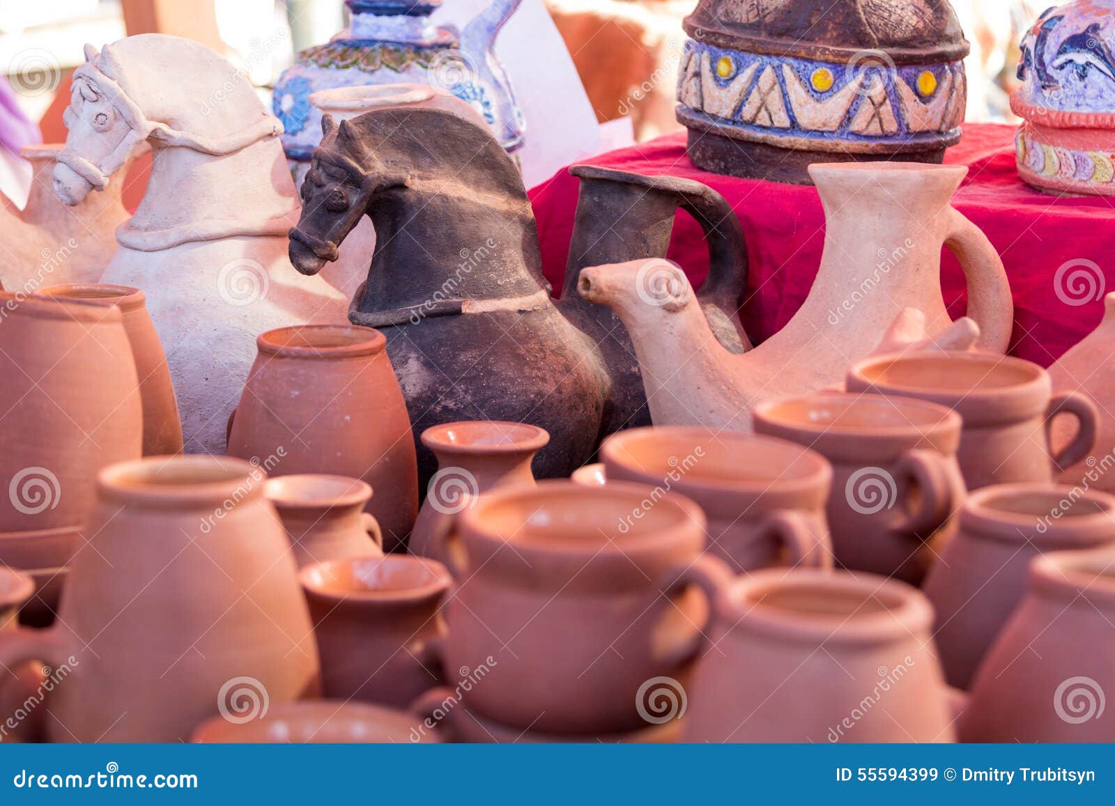 Ancient Roman Clay Figurines and Utensils Stock Image - Image of table ...