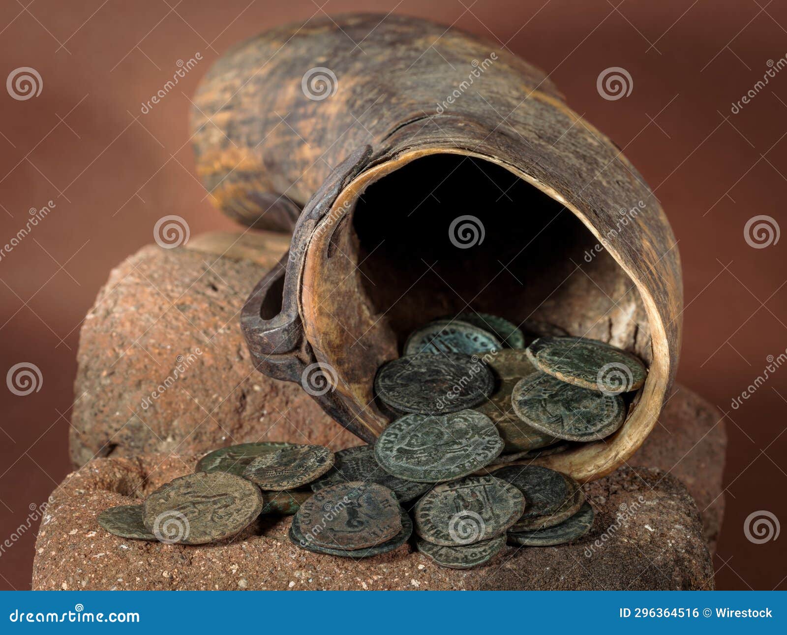 Roman Coins Coming Out of a Cornucopia. Stock Photo - Image of ...