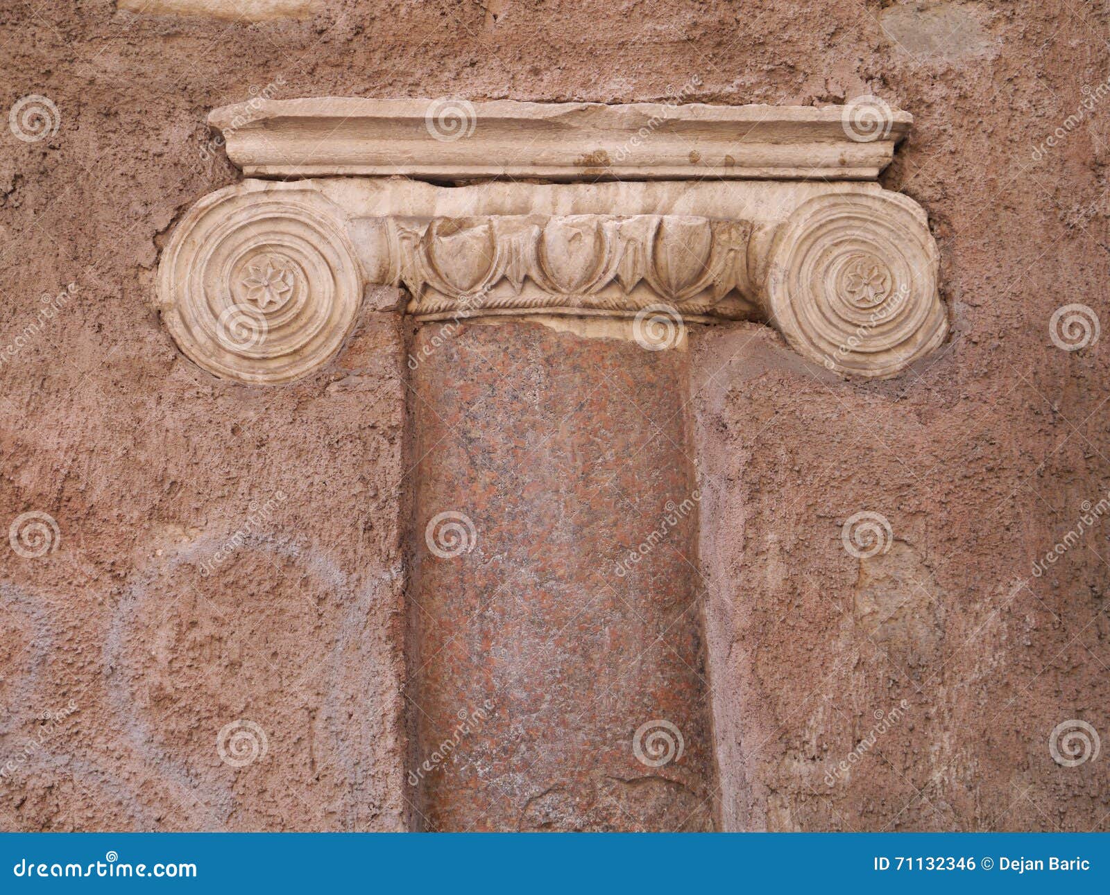 Ancient Roman Column Build into Wall, Rome, Italy. Stock Photo - Image ...