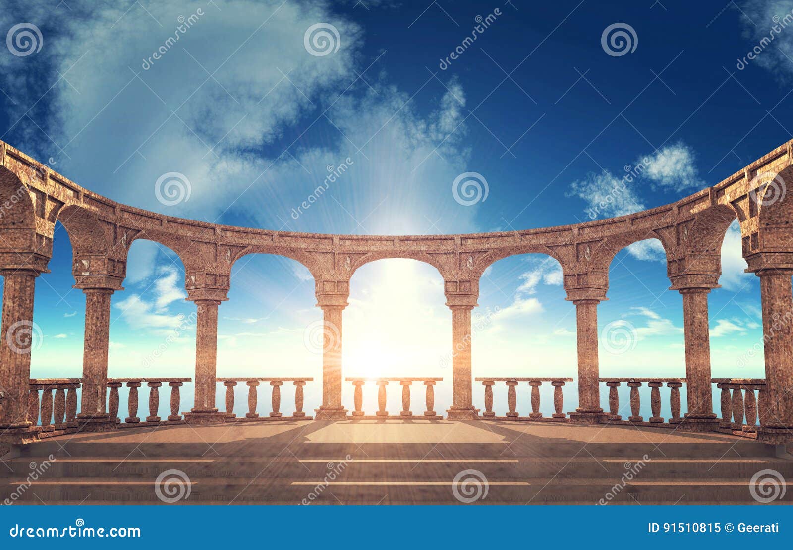 Ancient Roman Column Ruins in Elliptical Arrangement Stock Illustration ...